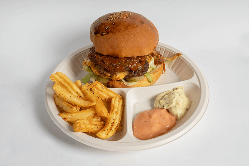 BPA Free 3-Compartment Round Plate – 23CM BPCR2330 – Bioplatepack