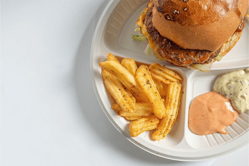 BPA Free 3-Compartment Round Plate – 23CM BPCR2330 – Bioplatepack