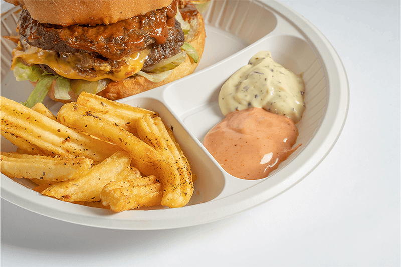 BPA Free 3-Compartment Round Plate – 23CM BPCR2330 – Bioplatepack